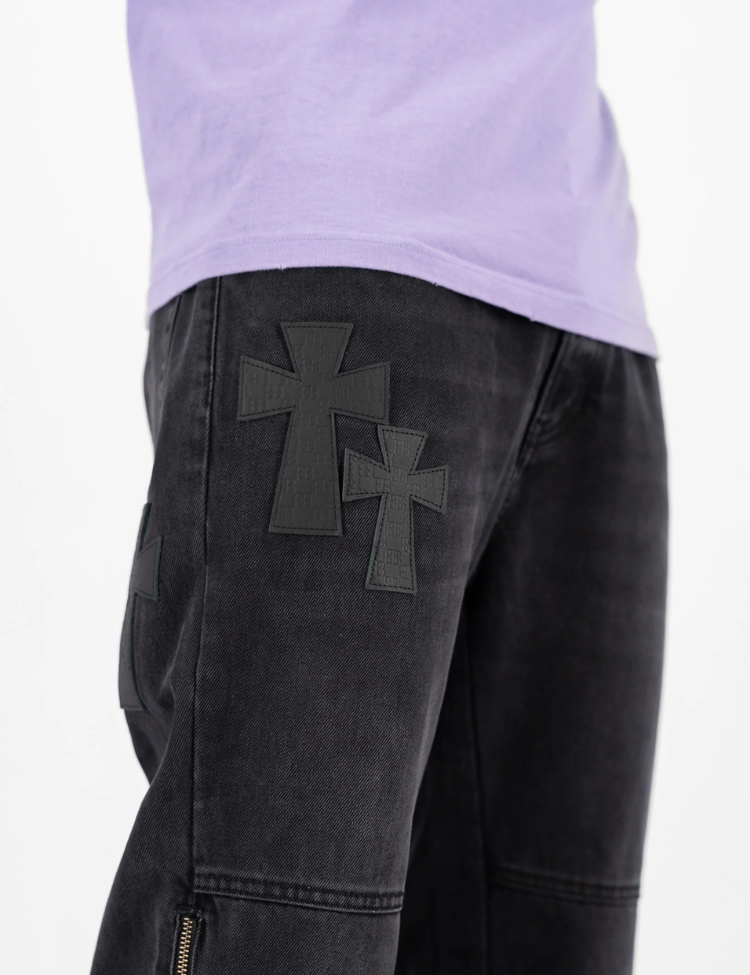 Fearless Blood FB-Straight-Zip Cross Jeans - Black Denim - Eddy's Eindhoven