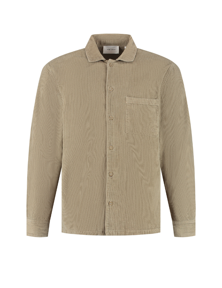 Pure Path Regular fit Longsleeve Corduroy Shir - Taupe - Eddy's Eindhoven