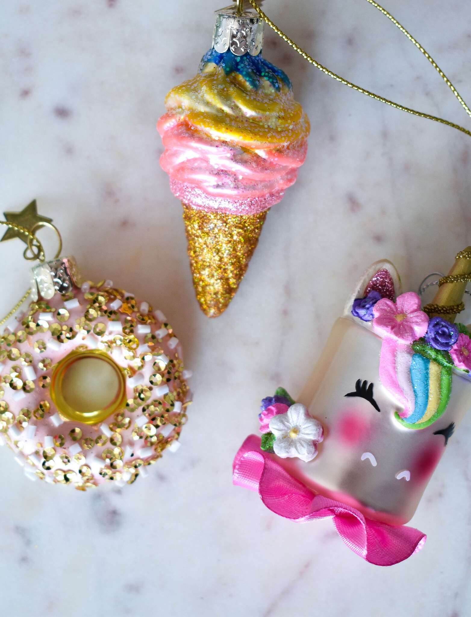 Vondels -Glazen kerst decoratie Hello sweetie mini set h5cm - Tokkelientje