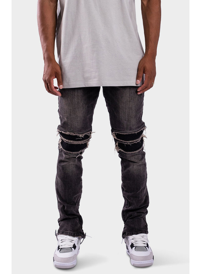 RIVERO - ZIP DENIM JEANS BLACK - Concept R