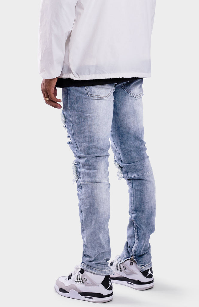 RIVERO - ZIP DENIM JEANS LIGHT BLUE - Concept R