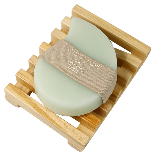 Zeep met spons en houten tray- "Lots of love" - Lemon Verbana - Lovely ...