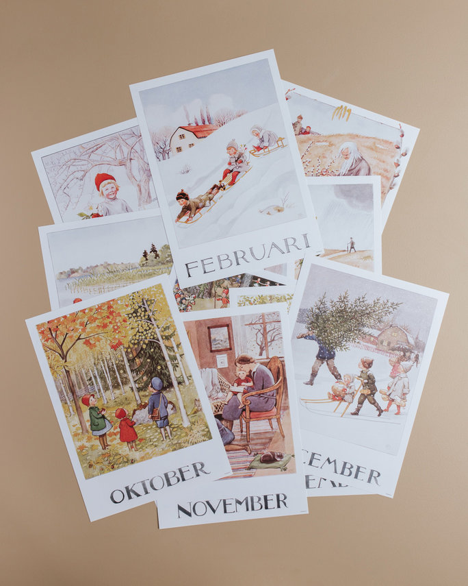 Elsa Beskow set of month poster A4 size (12 pcs) | Ziloen - Ziloen