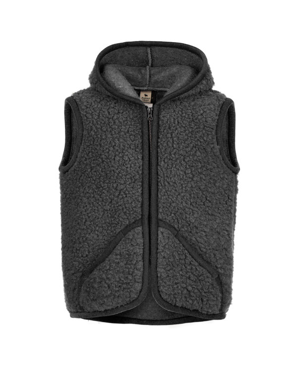 Alwero alpen vest wool with hood - coal: soft, warm and cute! | Ziloen ...
