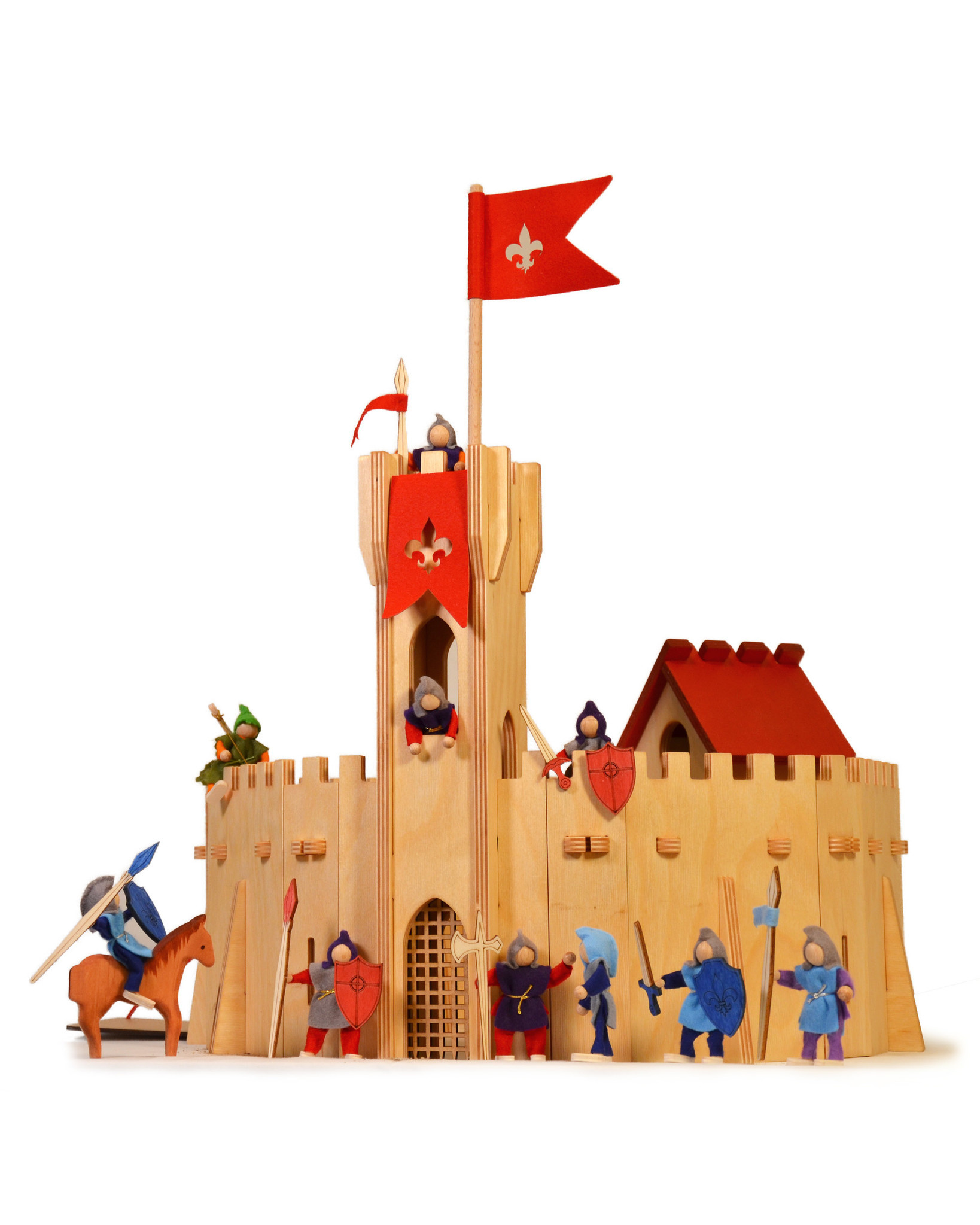 Handmade knight's castle - 65 pcs: beautiful wooden toys! | Ziloen - Ziloen