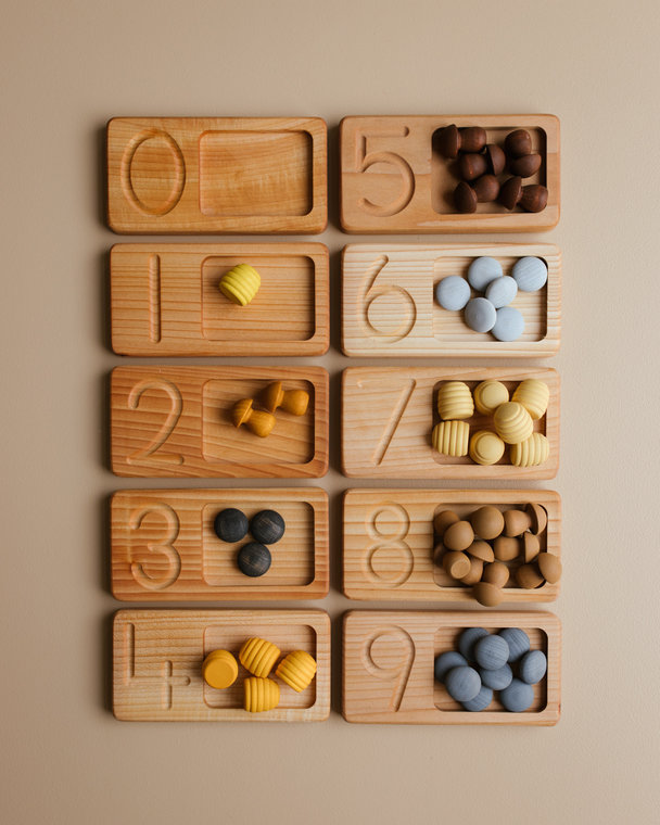 Wooden horizontal number tray - 10-piece | Ziloen - Ziloen
