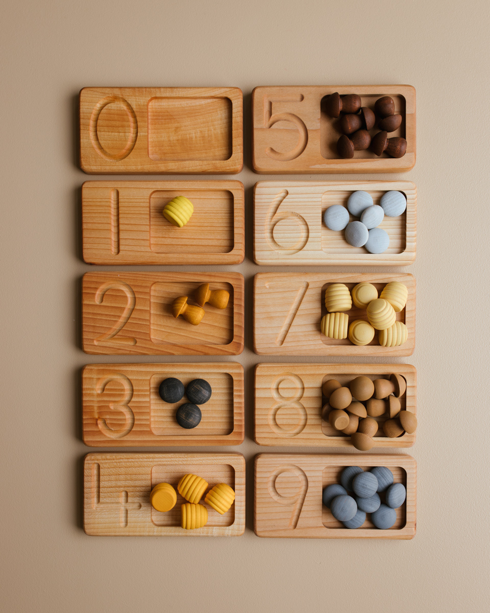 Wooden horizontal number tray - 10-piece | Ziloen - Ziloen