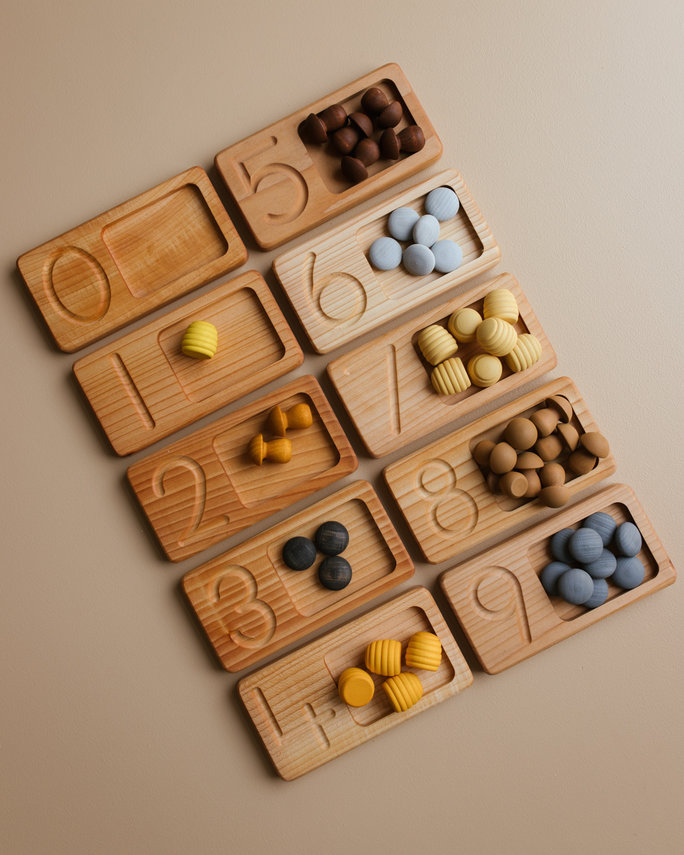 Wooden horizontal number tray - 10-piece | Ziloen - Ziloen