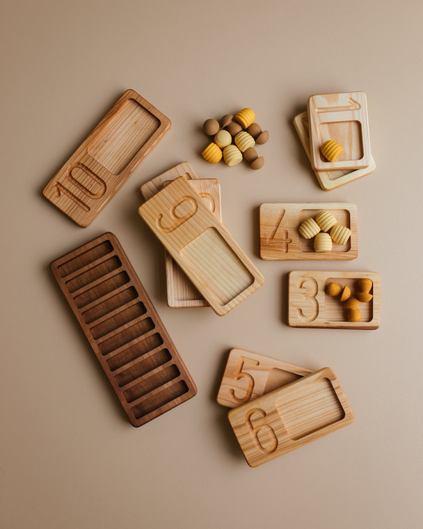 Wooden number tray - 10-piece | Ziloen - Ziloen