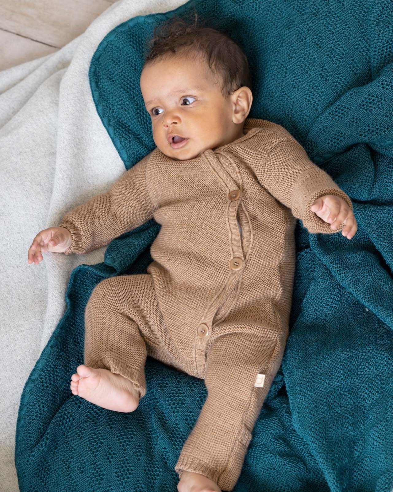 Disana Merino wool knitted overall - caramel - Ziloen