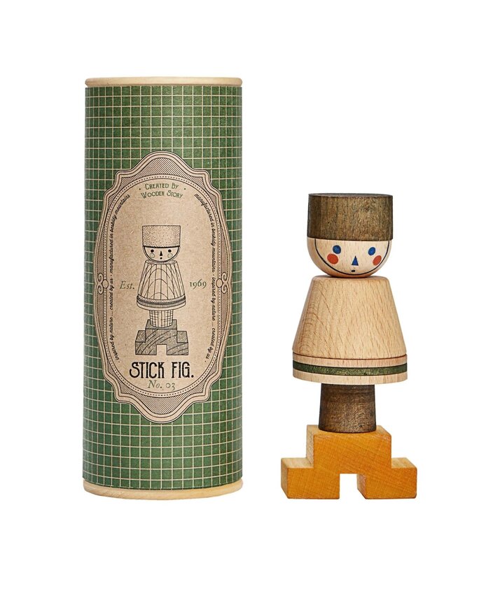 Wooden Story stacking toy stick figure - number 3 | Ziloen - Ziloen