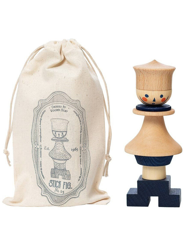 Wooden Story stacking toy stick figure - number 5 | Ziloen - Ziloen