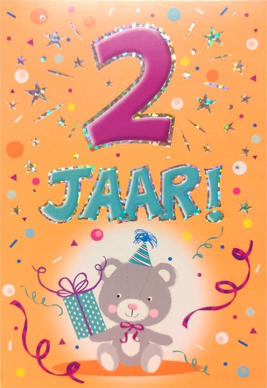 ARTIGE Verjaardagskaart 2 jaar met tekst 17 x 11,5cm) - H-BLOK & TOYS