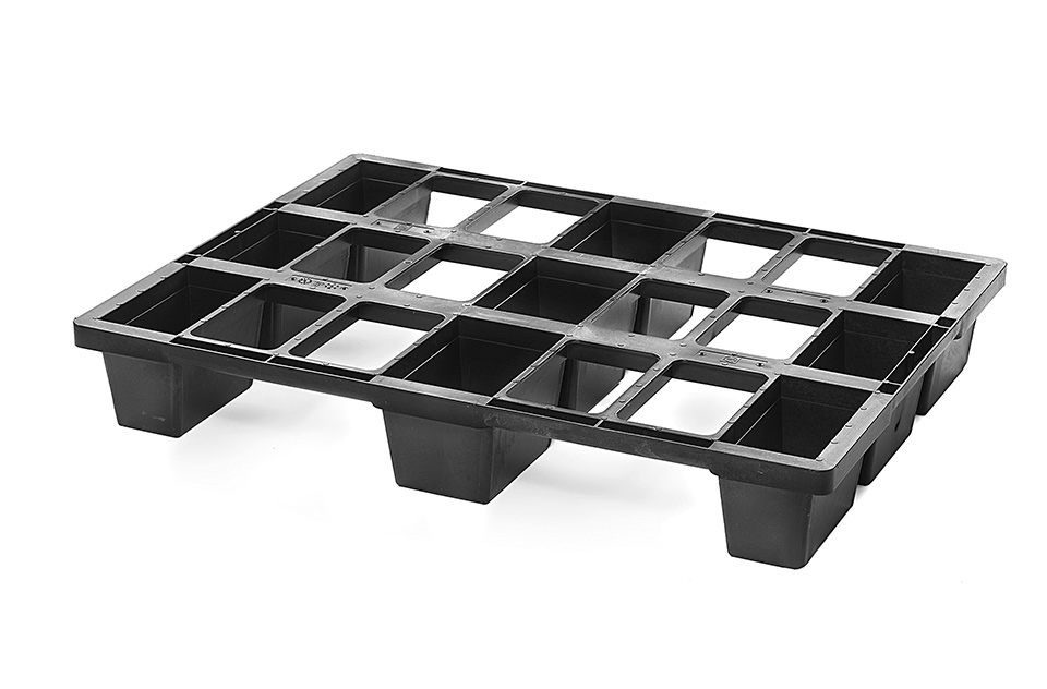 Display pallet kunststof - 800x600x120mm, gerasterd - 123pallets.nl