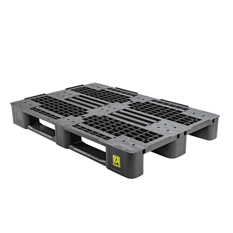 Kunststof ESD pallet 1200x800x145mm - Gerasterd dek, met rand ...