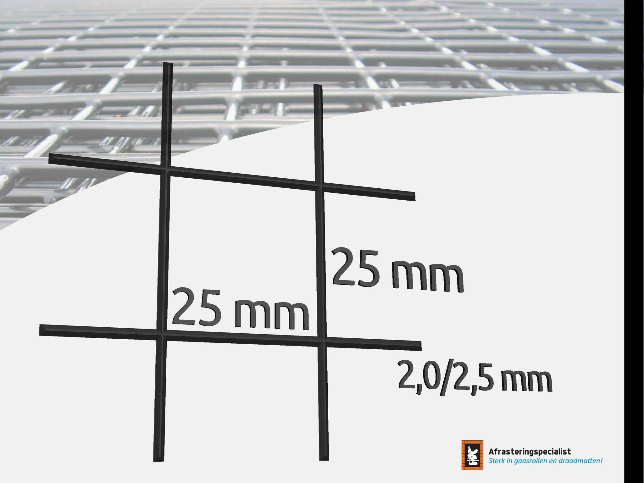 Zelfbouw materialen Draadmat zw. 2x1m/2.5*2.5*3mm - 1 Stuks ...