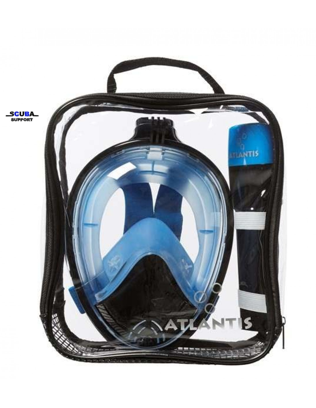 Atlantis 2.0 Full Face Snorkelmasker Black/Blue - Scuba Support