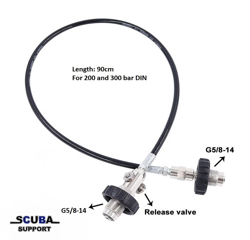 Fill Whip / Decanting hose DIN-DIN - Scuba Support