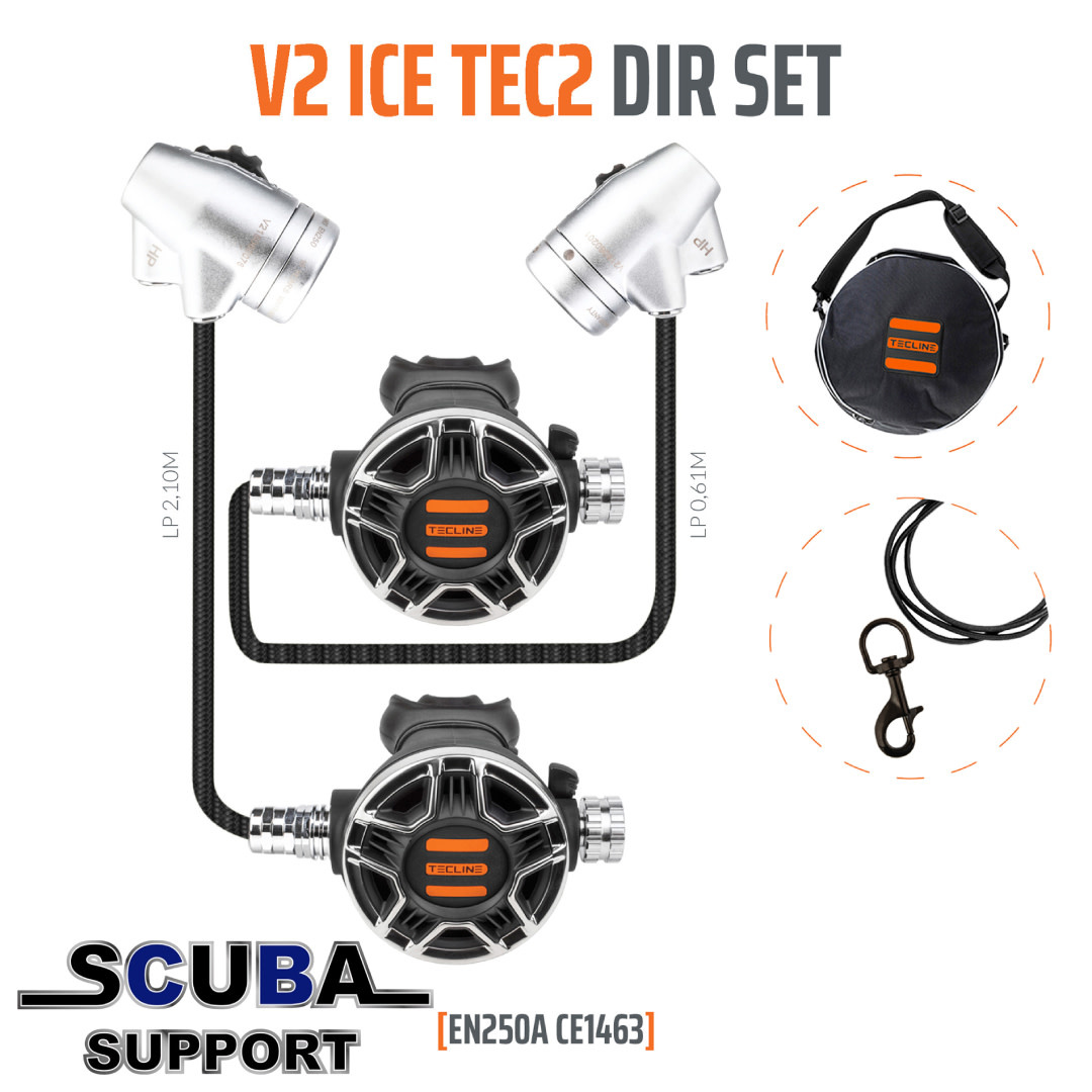 Tecline Automatenset V2 ICE TEC2 DIR Set (voor dubbleset) - Scuba Support
