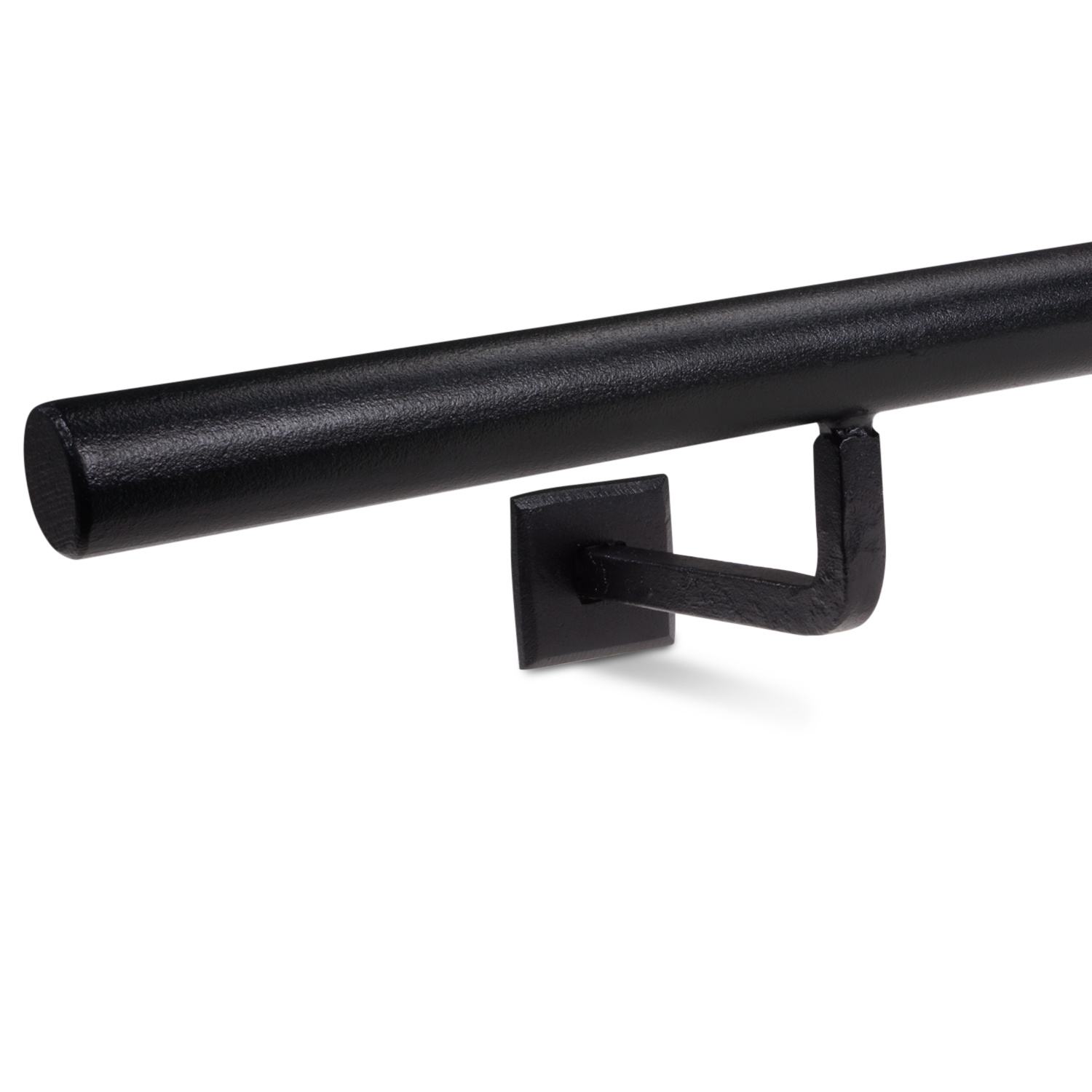 Zwarte smeedwerk trapleuning met rechte houders (gelast) + rozet ...