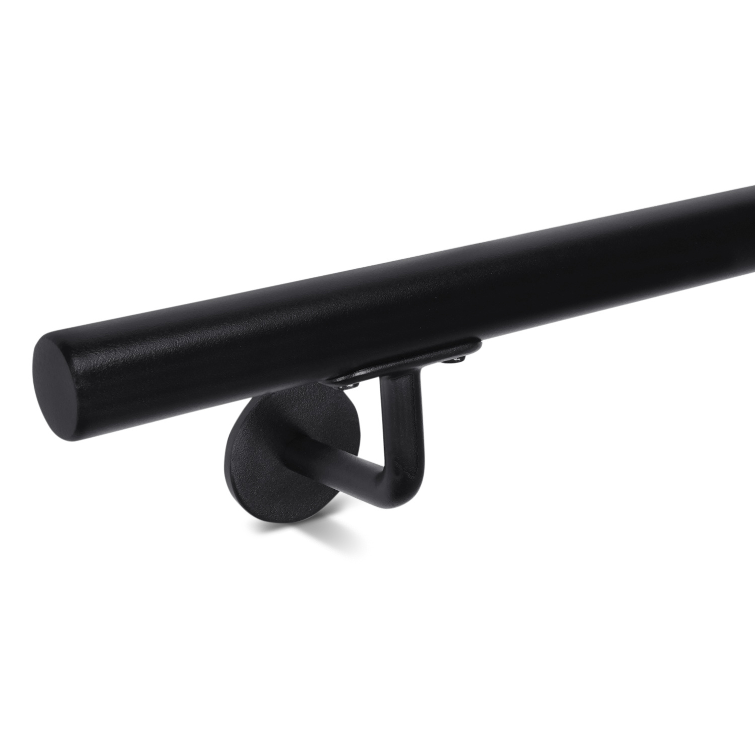 Trapleuning zwart - rond smal - met houders type 3 - Zwart gecoat!