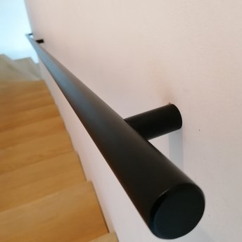 Trapleuning zwart - rond smal - met houders type 14 - Voordelig!