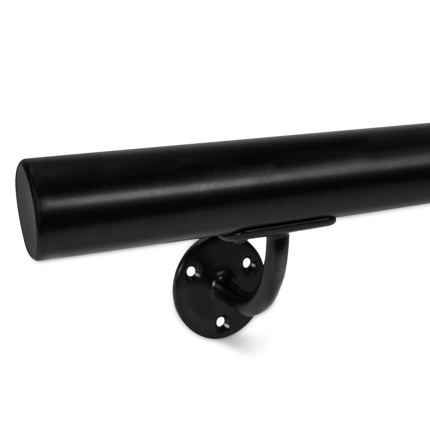 Trapleuning zwart rond - met houders type 2 - voor buiten - Op maat!