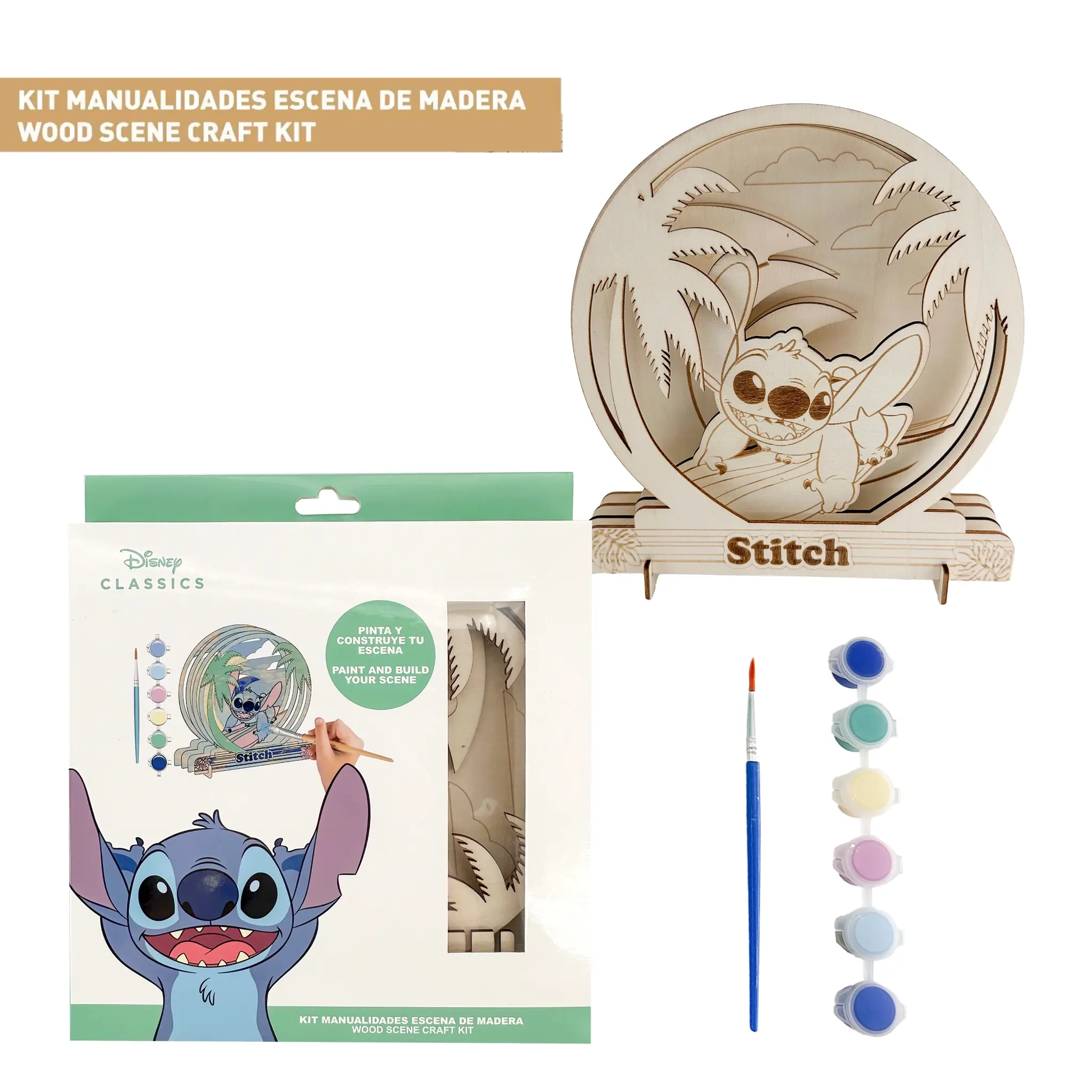 Stitch Wooden Craft Kit for Kids – DIY Painting Set with Brush & Paints ...