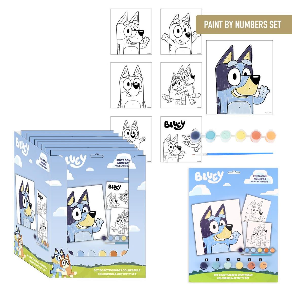 Bluey Malen nach Zahlen Set – 6 Bilder mit Farben und Pinsel ...