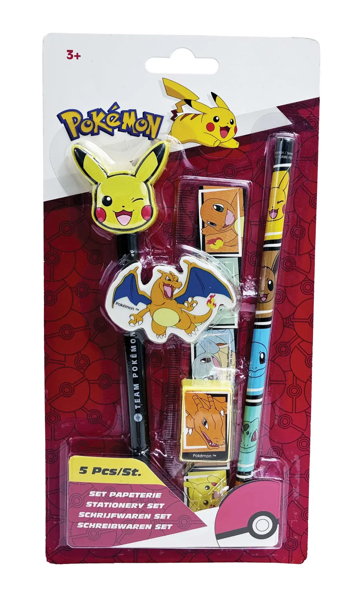 Pokémon Stationery Set – 5-Piece – Pencils, Eraser, Ruler & Sharpener ...
