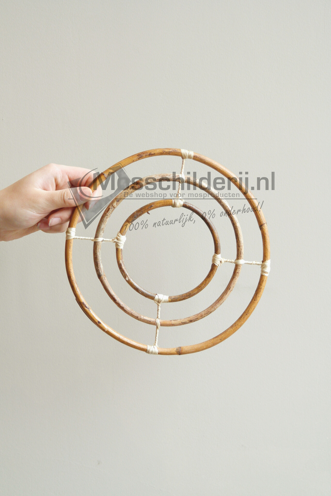 Ronde rotan decoratie hanger - Mosschilderij.nl
