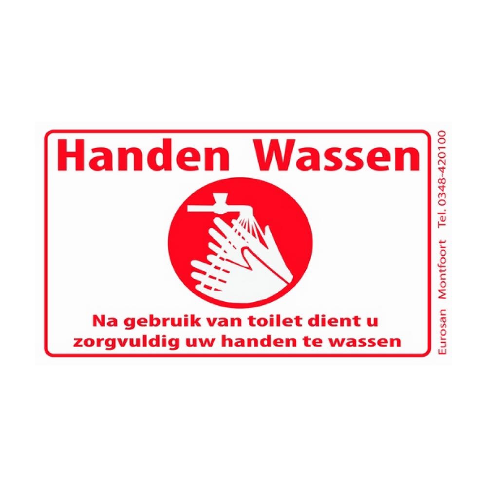 Neutraal Tekststicker - Handen wassen toilet