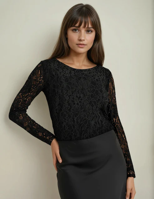FOS Fashion Top 7644 Mona - 001 Zwart - Greenfield Fashion