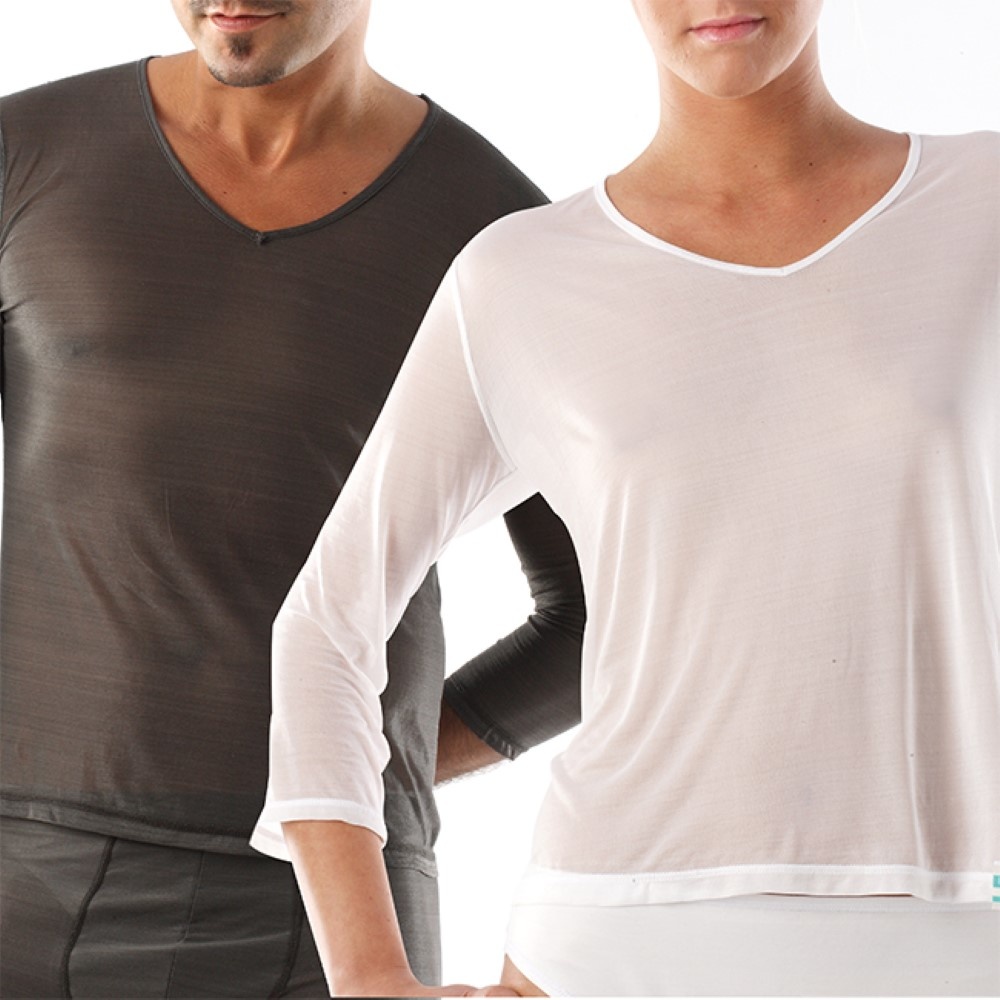 T-shirt lang V hals eczeem en psoriasis - Tepso