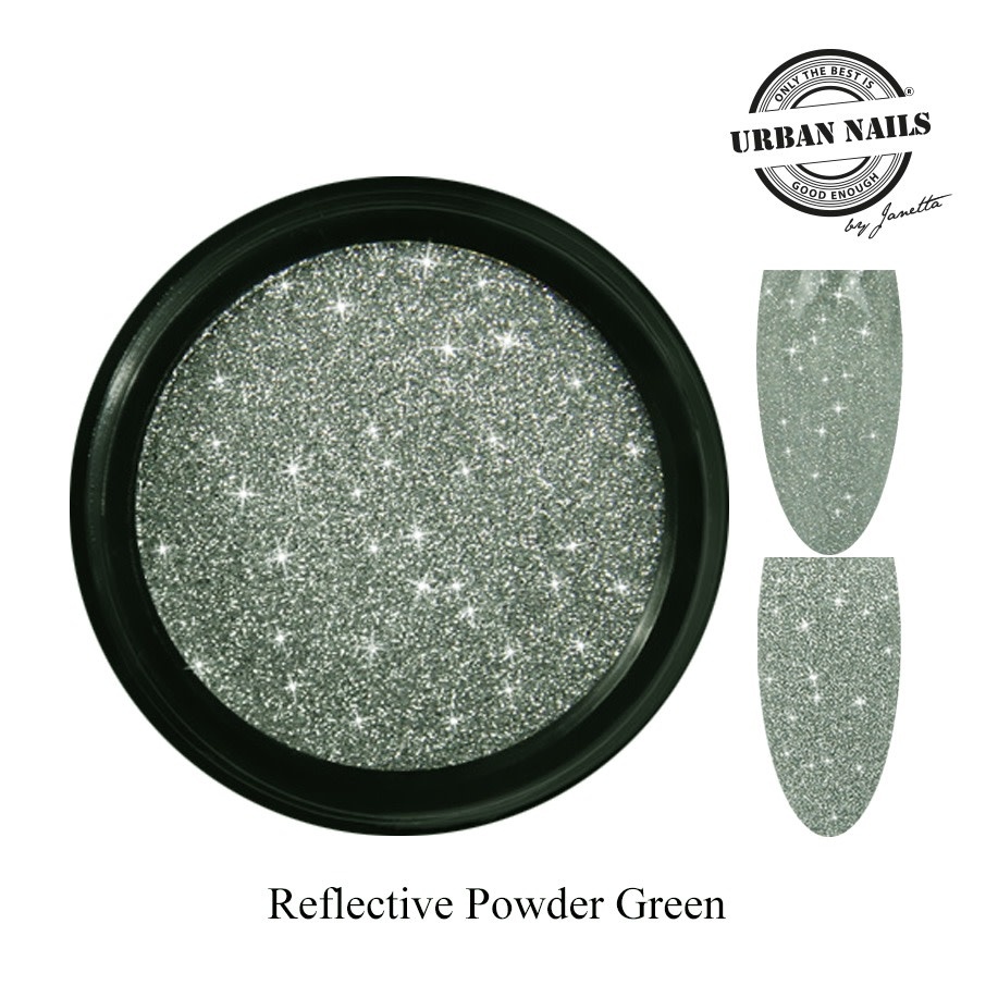 Reflective Powder Green | Schitterende Groene Nagels - Roxenne Nails