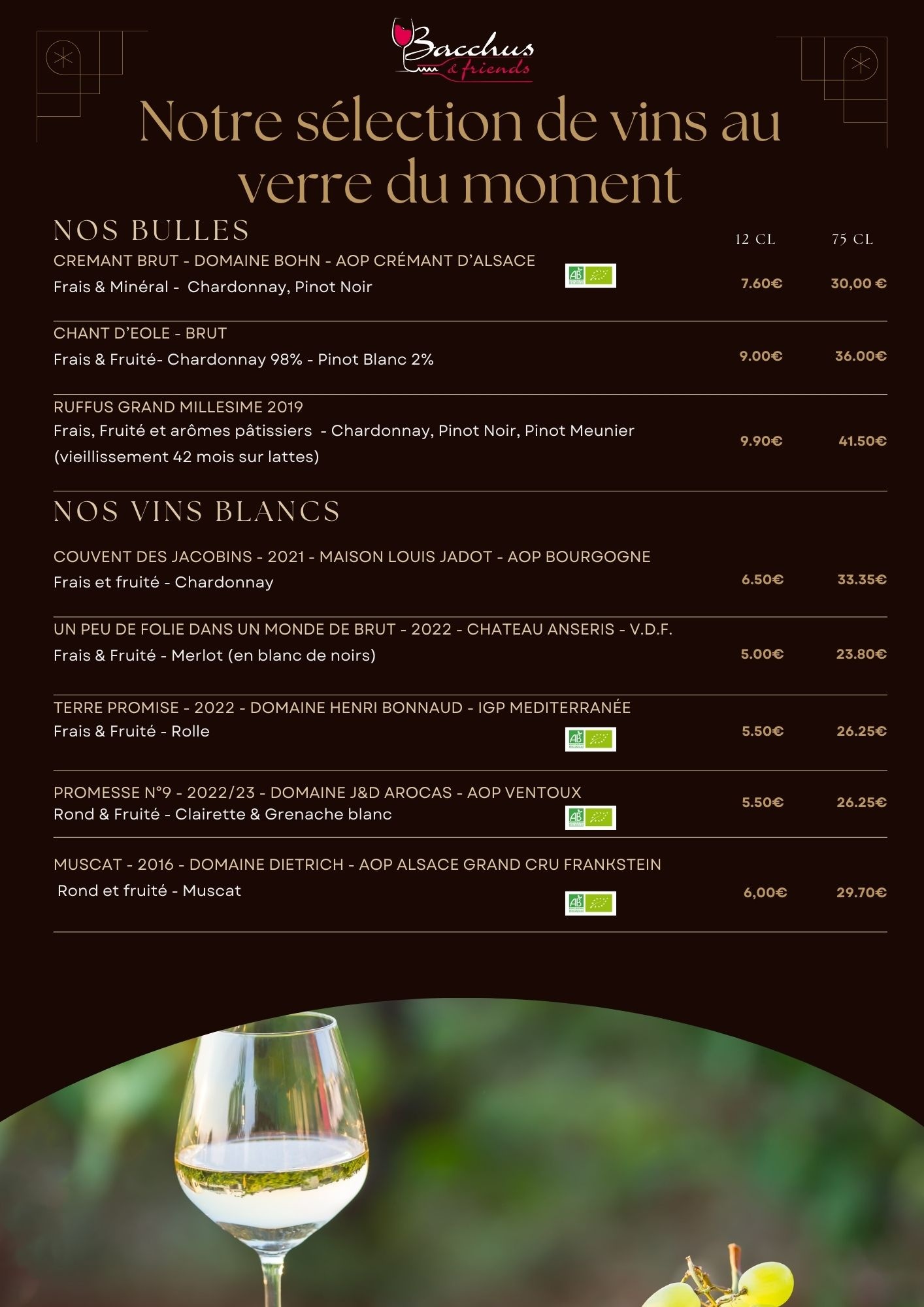 Dégustation libre parmi notre sélection de vins au verre - Bacchus ...