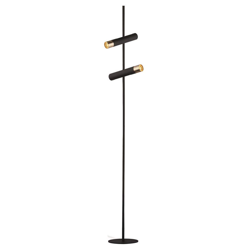Searchlight Vloerlamp Cylinder Zwart/Goud - Mooielampen.com