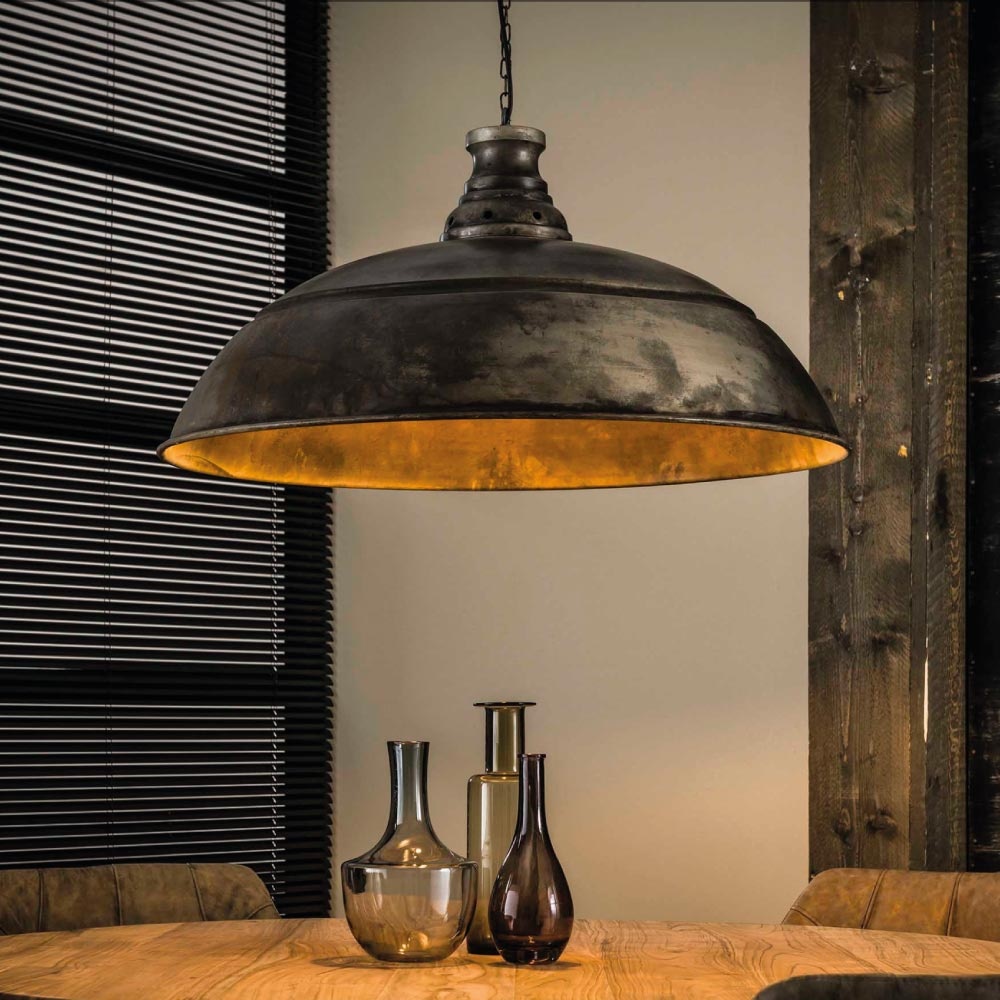 HELDR! Industriële Hanglamp Leona Ø80cm - Oud Zilver - Mooielampen.com