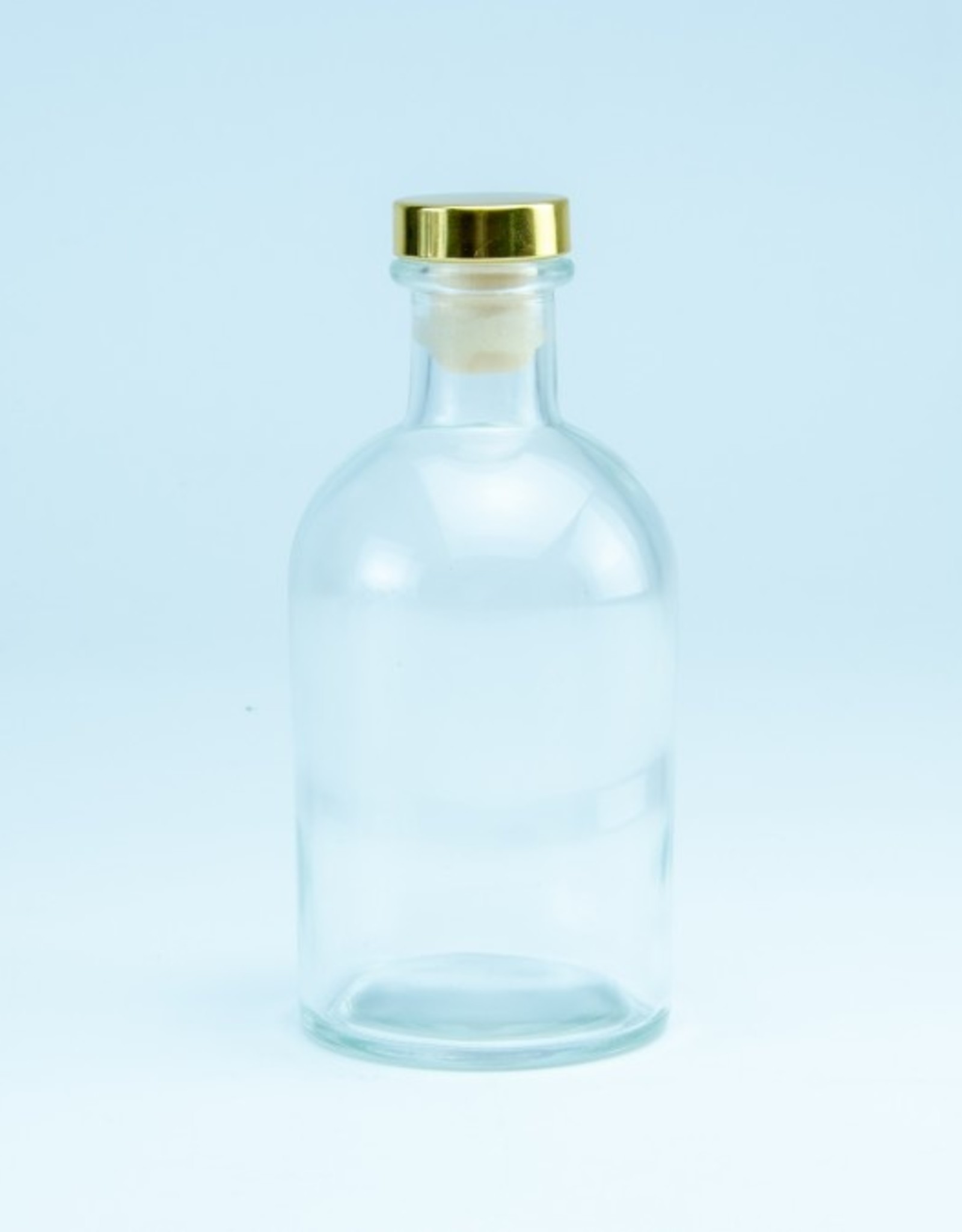 Luxe fles glas transparant met gouden dop - 250ml - de Stoffenschuur