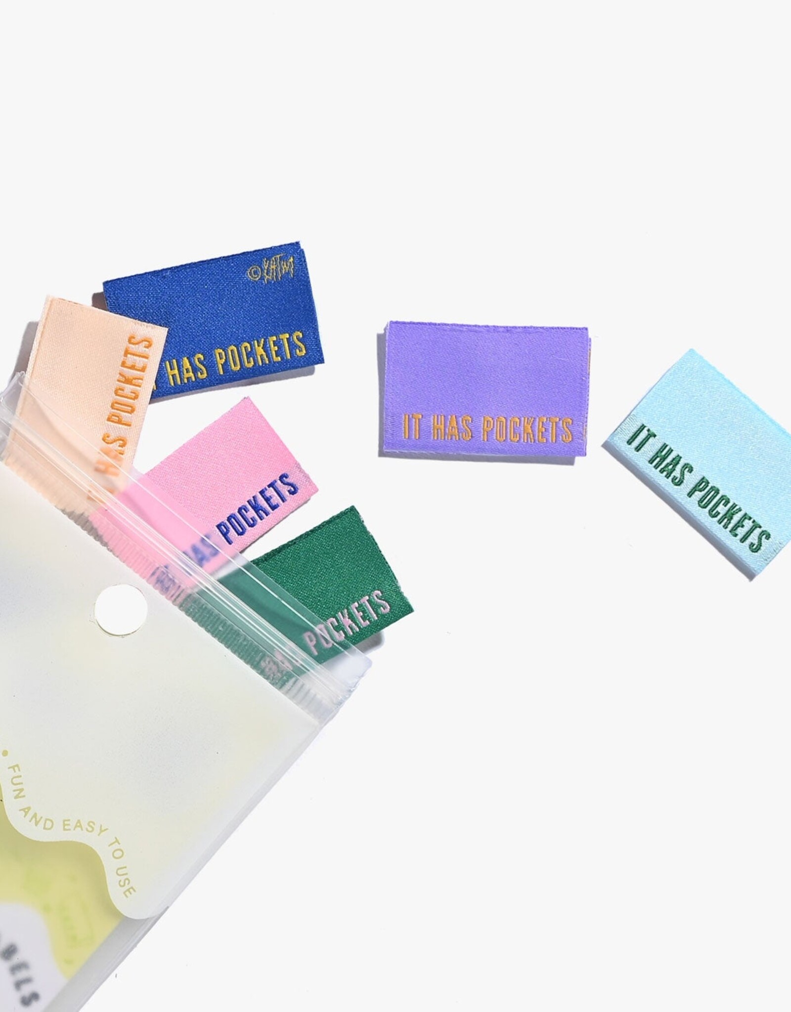 IT HAS POCKETS labels - 6 stuks innaailabels - de Stoffenschuur