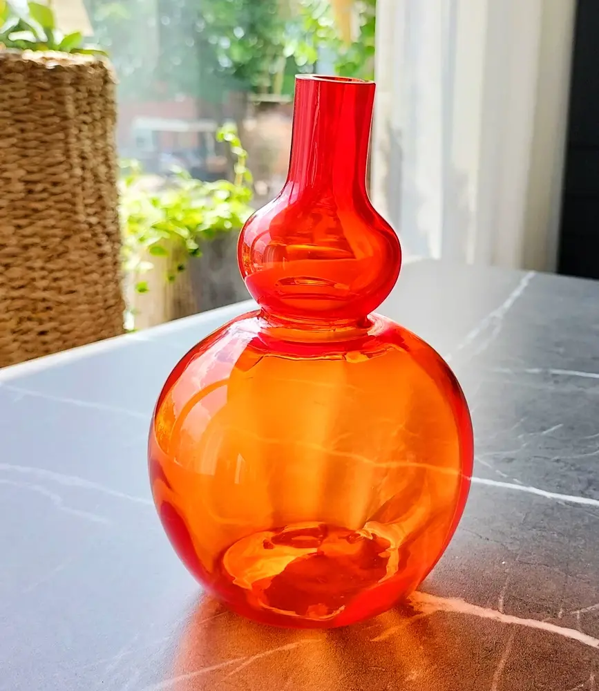 Willem Noyons oranjevaasje Alexia • Oranje vaasje Leerdam - Glaskunst Art