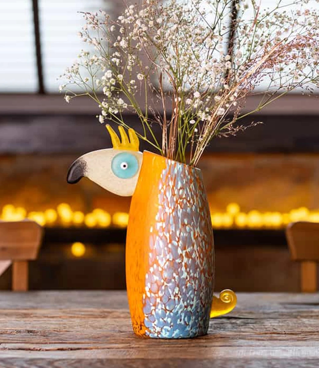 Glasstudio Borowski vaas Loro oranje | Borowski Glaskunst - Glaskunst Art