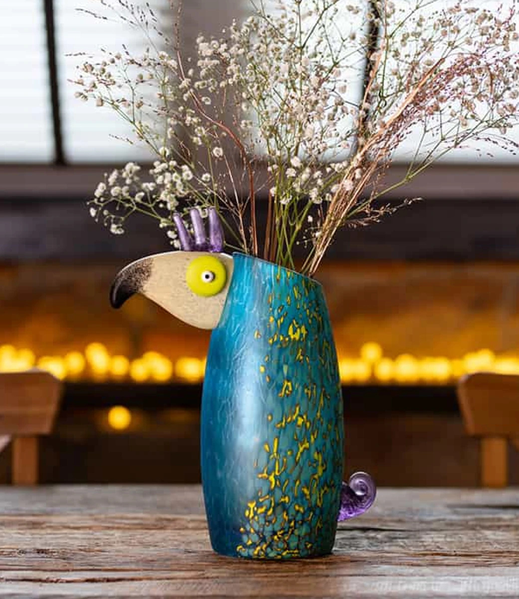 Glasstudio Borowski vaas Loro blauw | Borowski Studio Line - Glaskunst Art