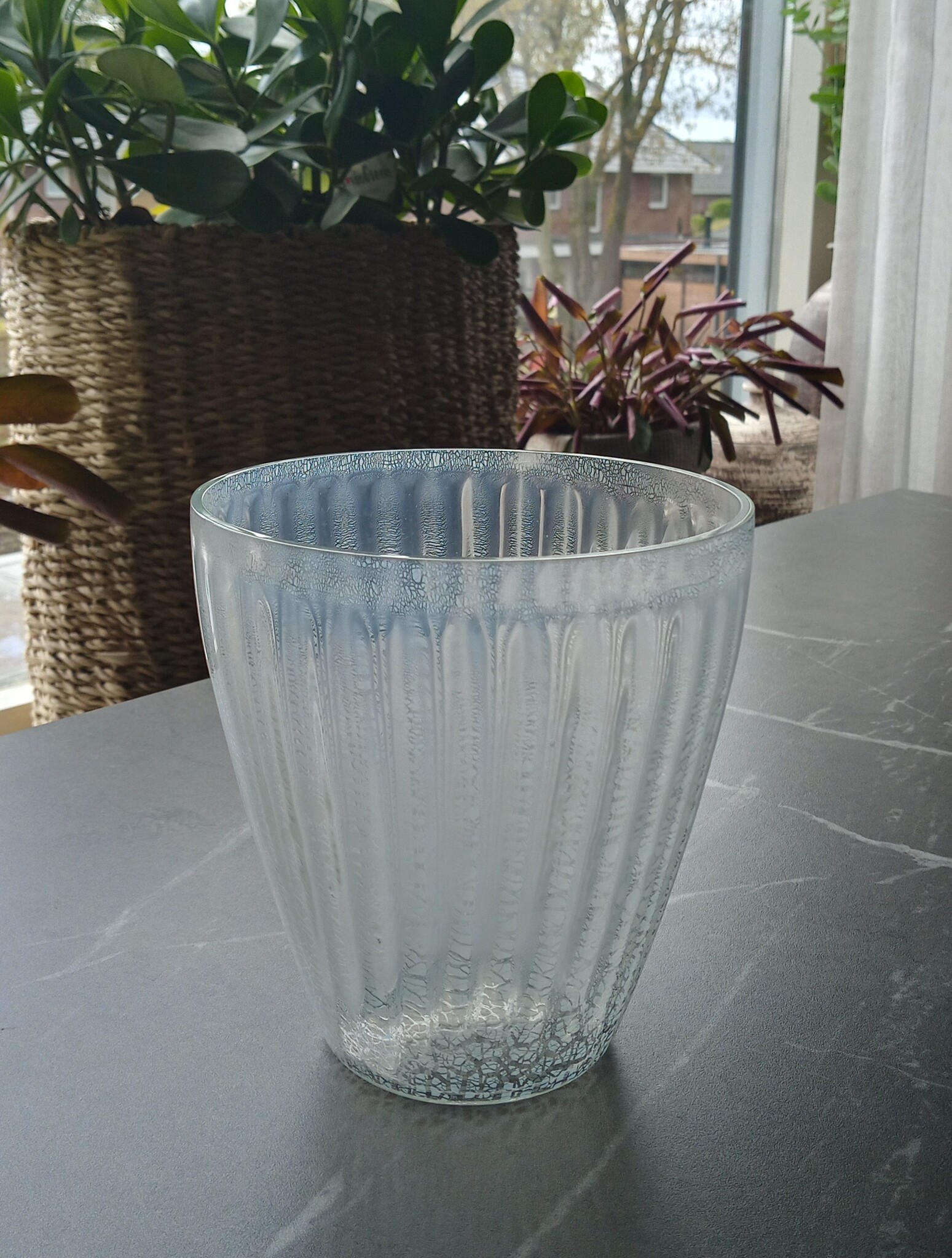 Andries Copier • Craquelé Sonoor vaas Wit 1935 • Leerdams glas ...