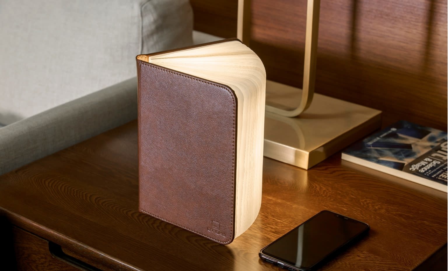Mini Smart Book Light - Brown leather - Trading Boundaries