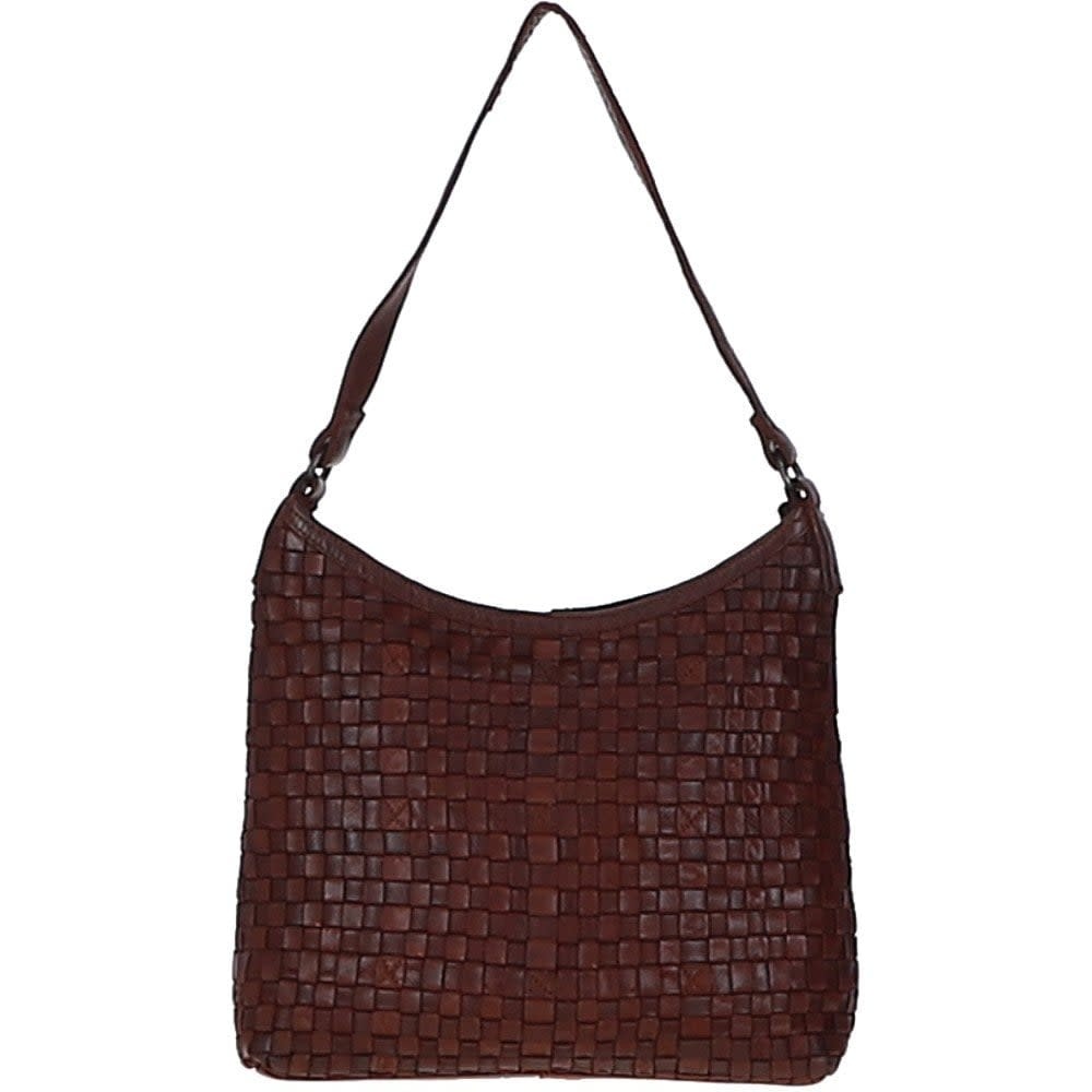 Leather Lattice shoulder bag Brown ( L) - Trading Boundaries