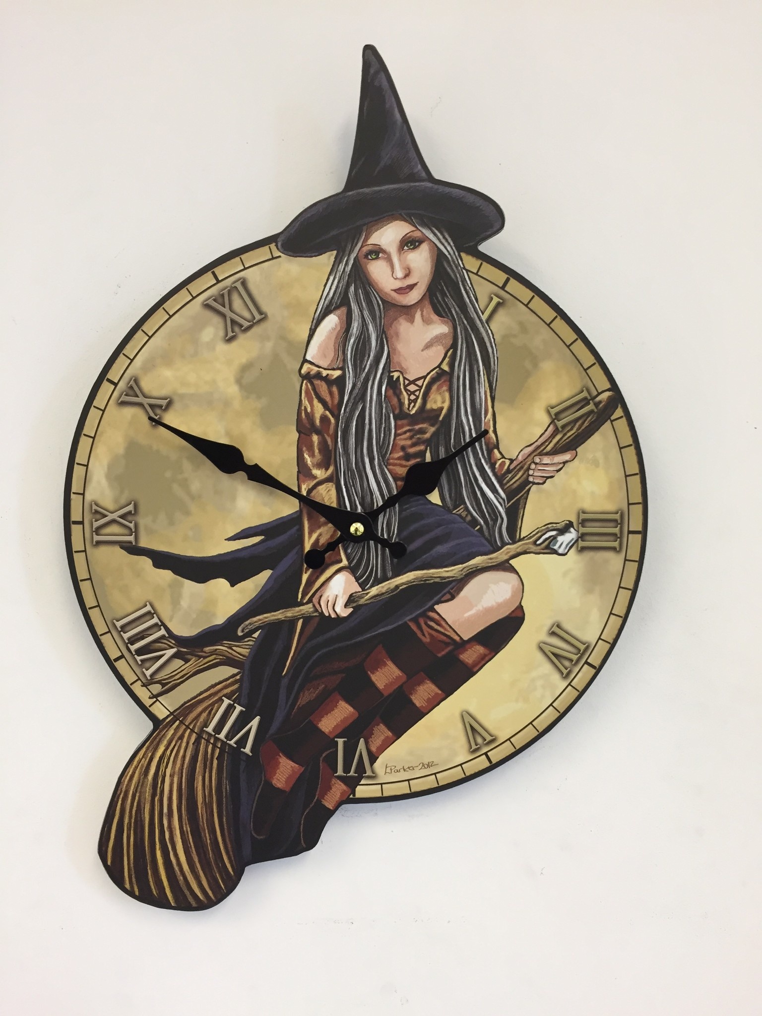 Children's bell witch on broomstick - Mosaclock.com
