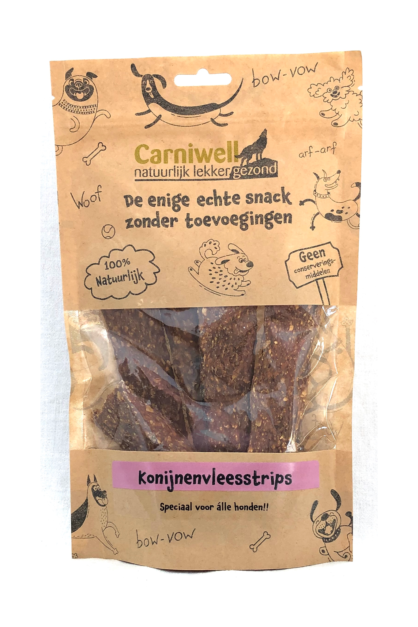 Carniwell Konijnenvleesstrips 100g - Brondler