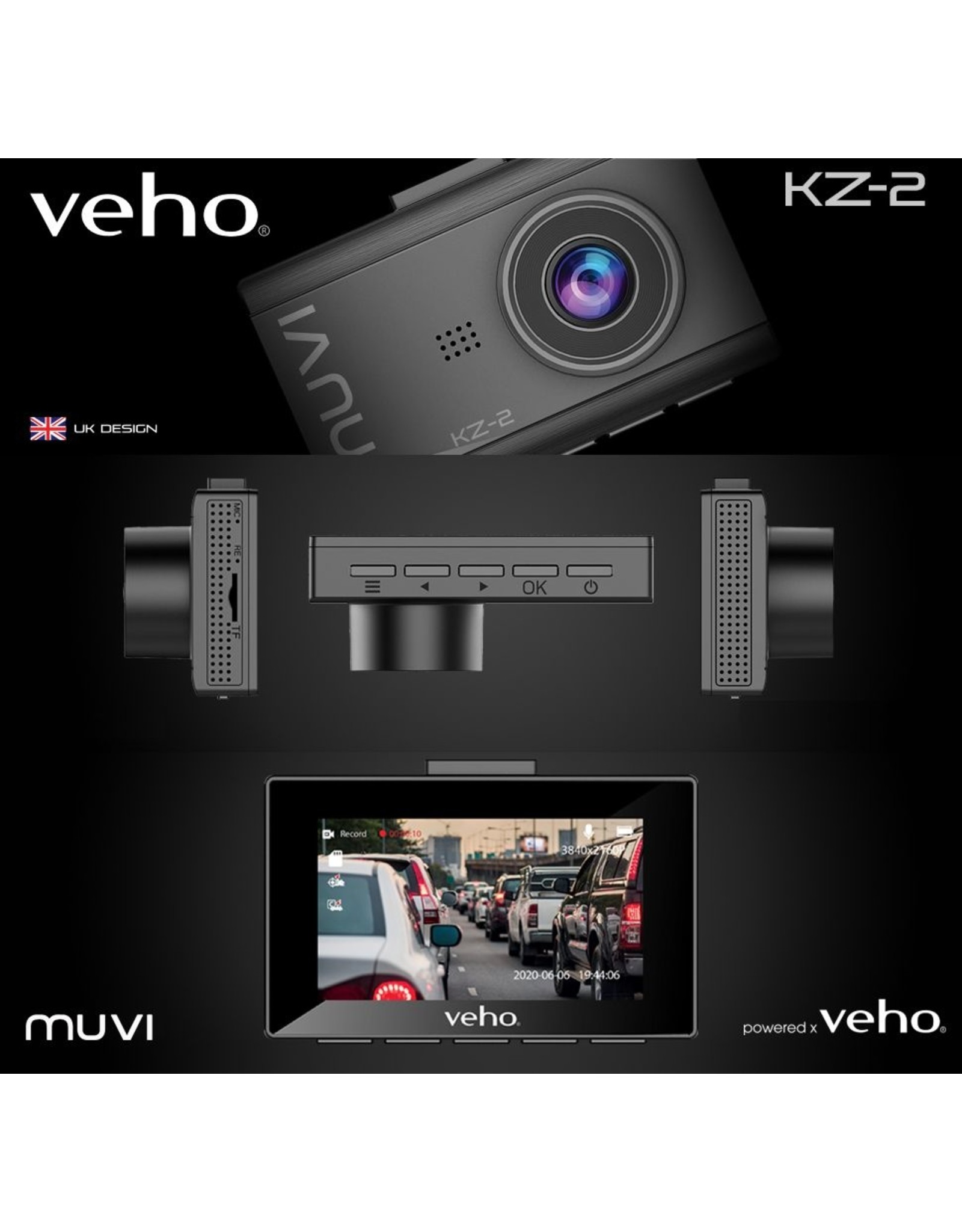 Veho Muvi KZ-2 Pro Drivecam 4K Dashcam - (VDC-003-KZ2) - Portofbrands.nl