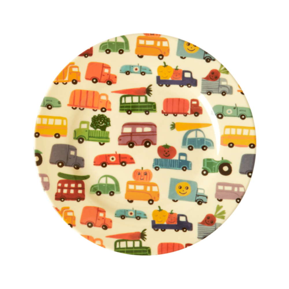 Rice Melamine Lunch Bord Happy Cars - Lazy Lama Kids Conceptstore